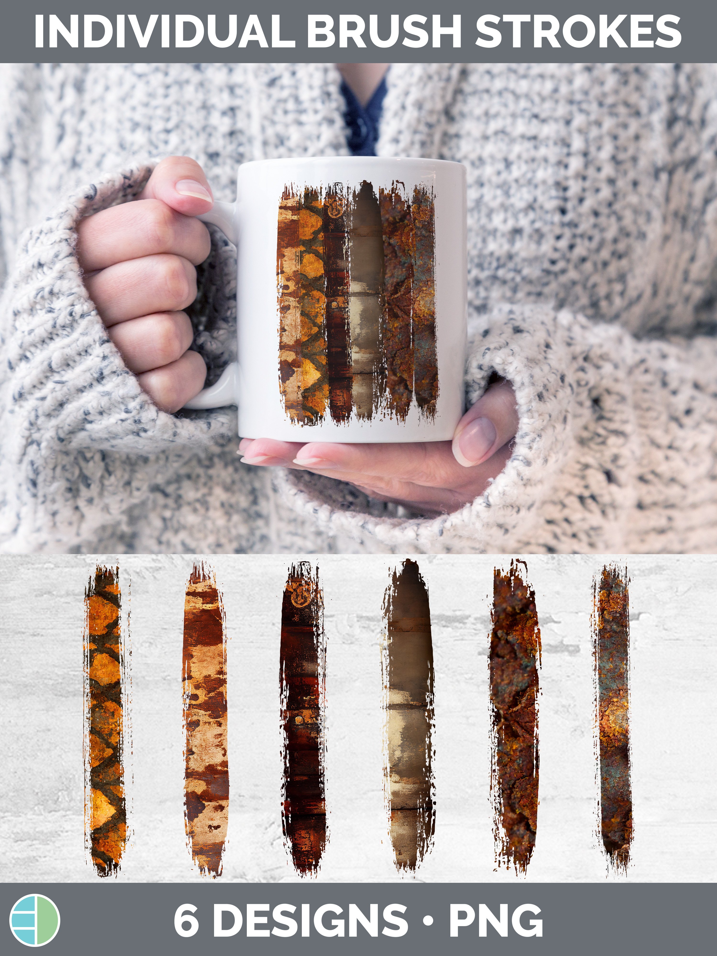Rust Brush Strokes PNG | Sublimation Designs