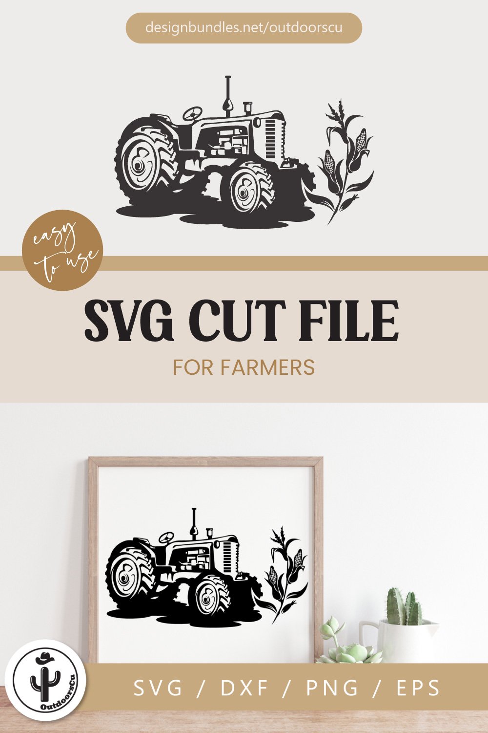 Farm Tractor with Corn Stalk SVG, Farming Cut Files