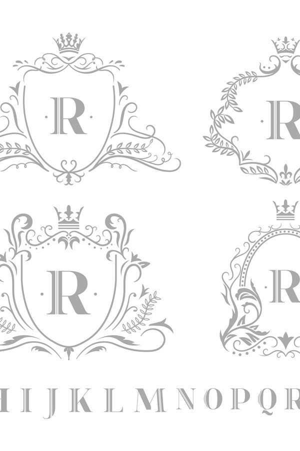 Vintage monogram emblem. Retro art ornamental luxury emblems