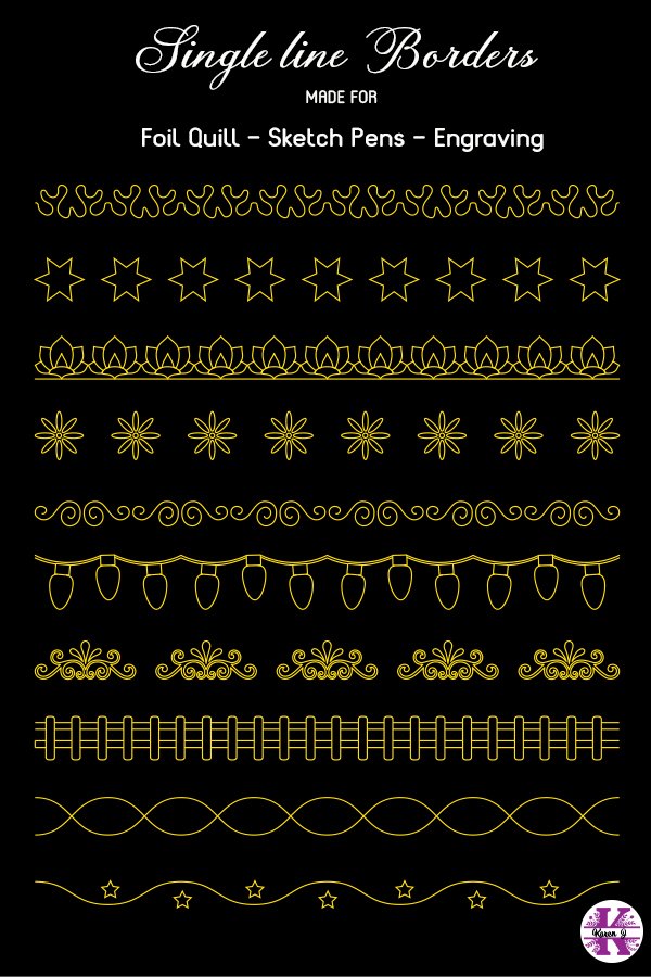 Single line Borders|Foil Quill|Single Line Designs (259527) | Single ...