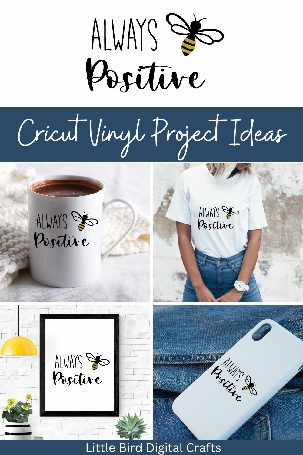 Bee Positive SVG, Motivational SVG for Coffee Mugs