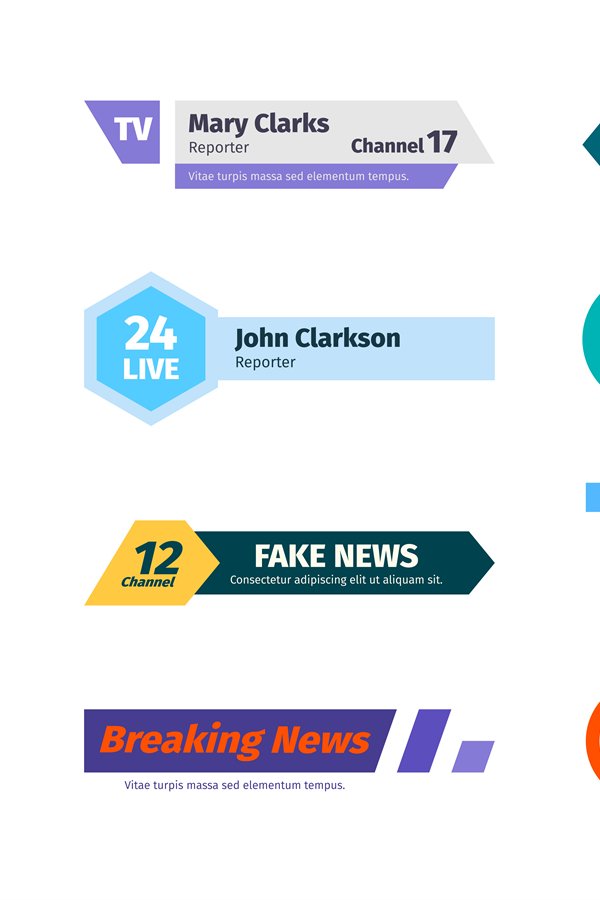 Breaking news. Broadcast boarders and headers with tv text o