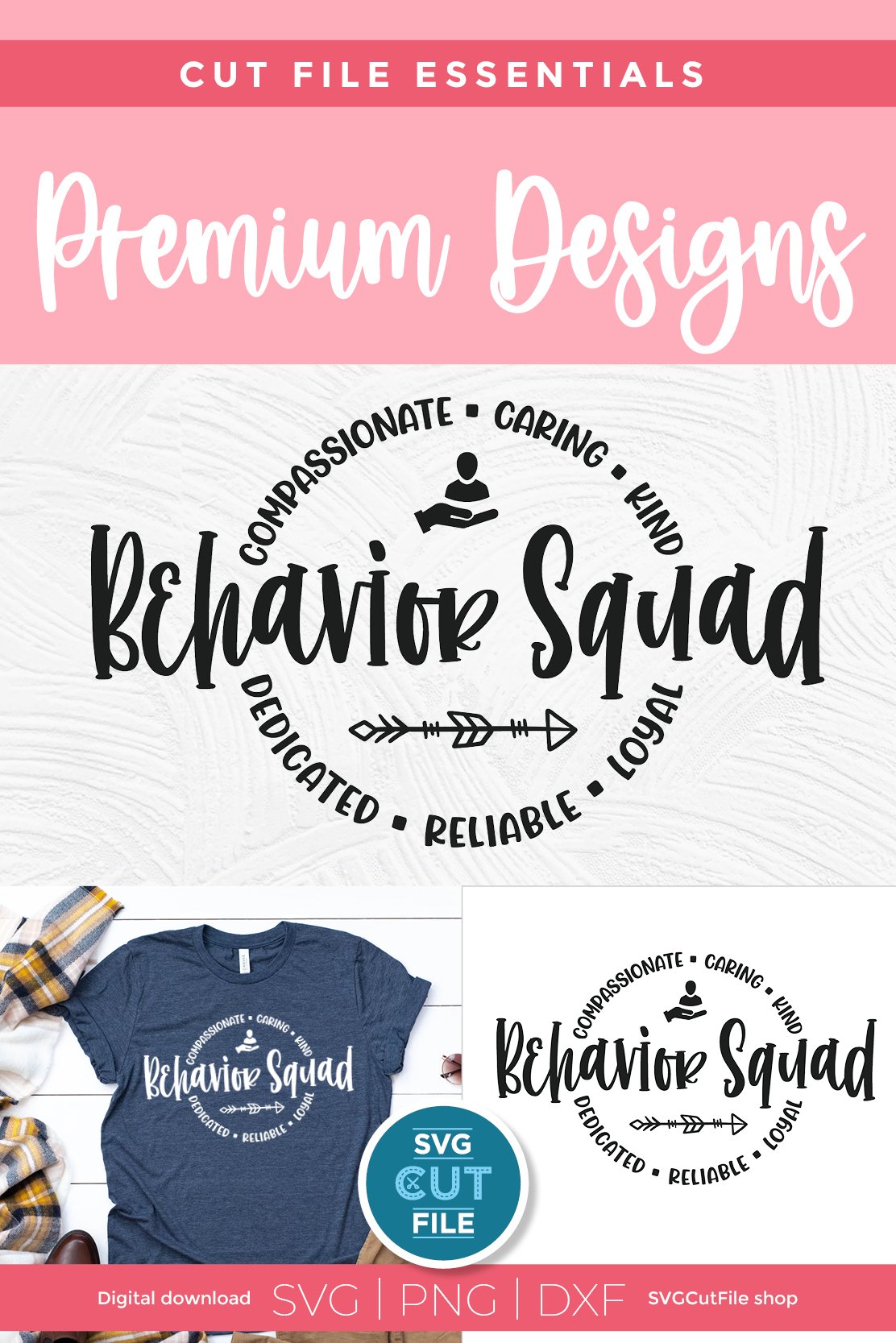 Behavior svg squad with round circle design for Cricut