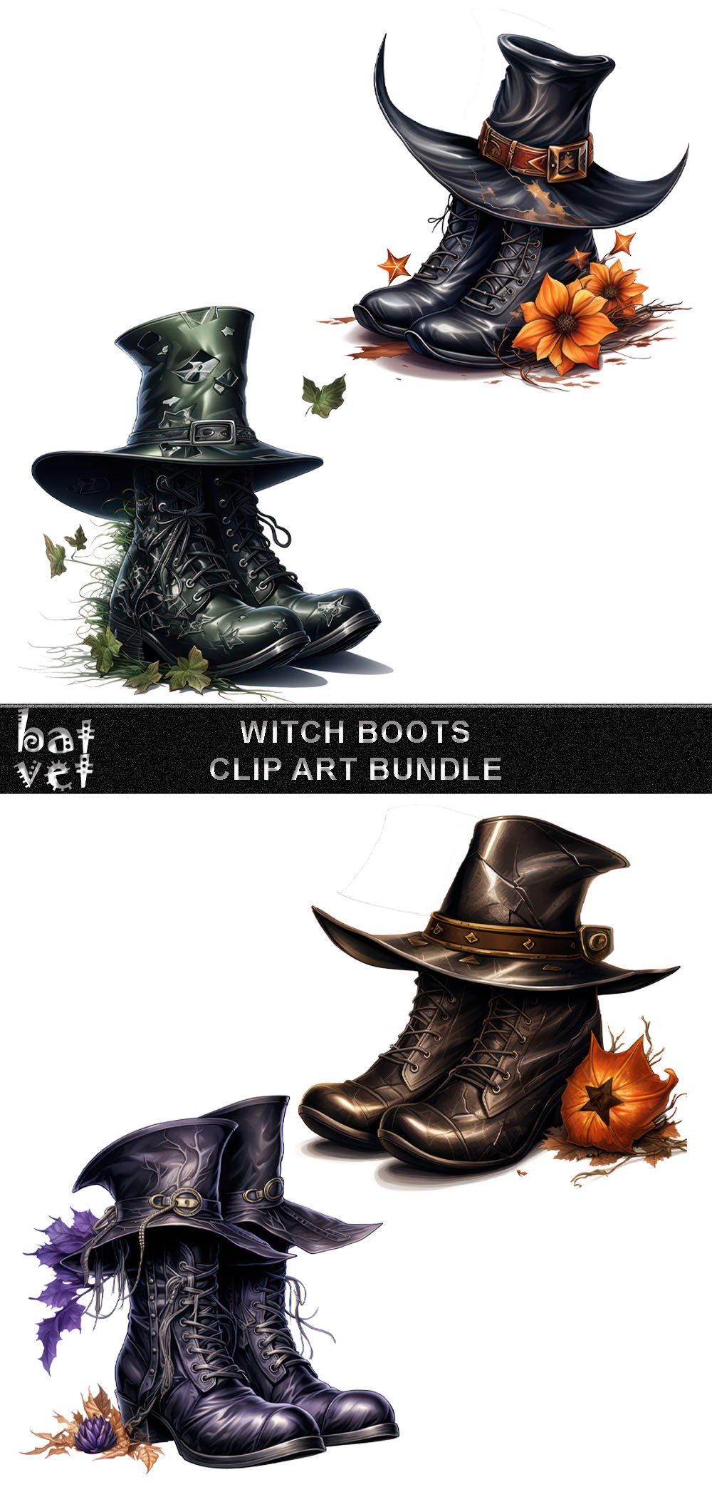 Witch Boots Clipart PNG | Witch Hat Illustration Design