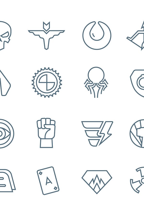 Superhero line vector icons