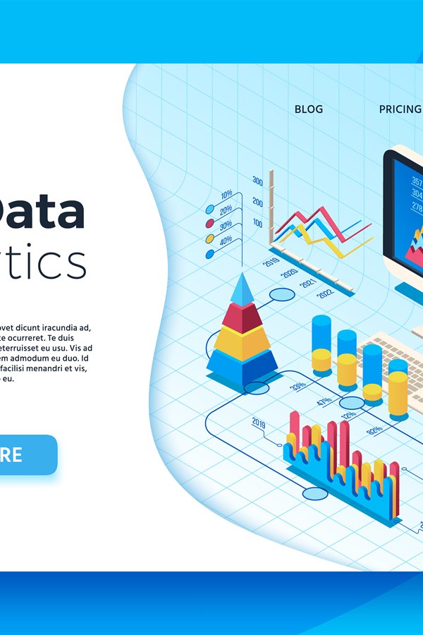 Isometric big data analytics. Analytical infographic statist