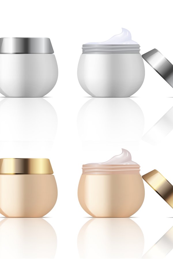 Cosmetic cream container. Plastic products packaging for bea