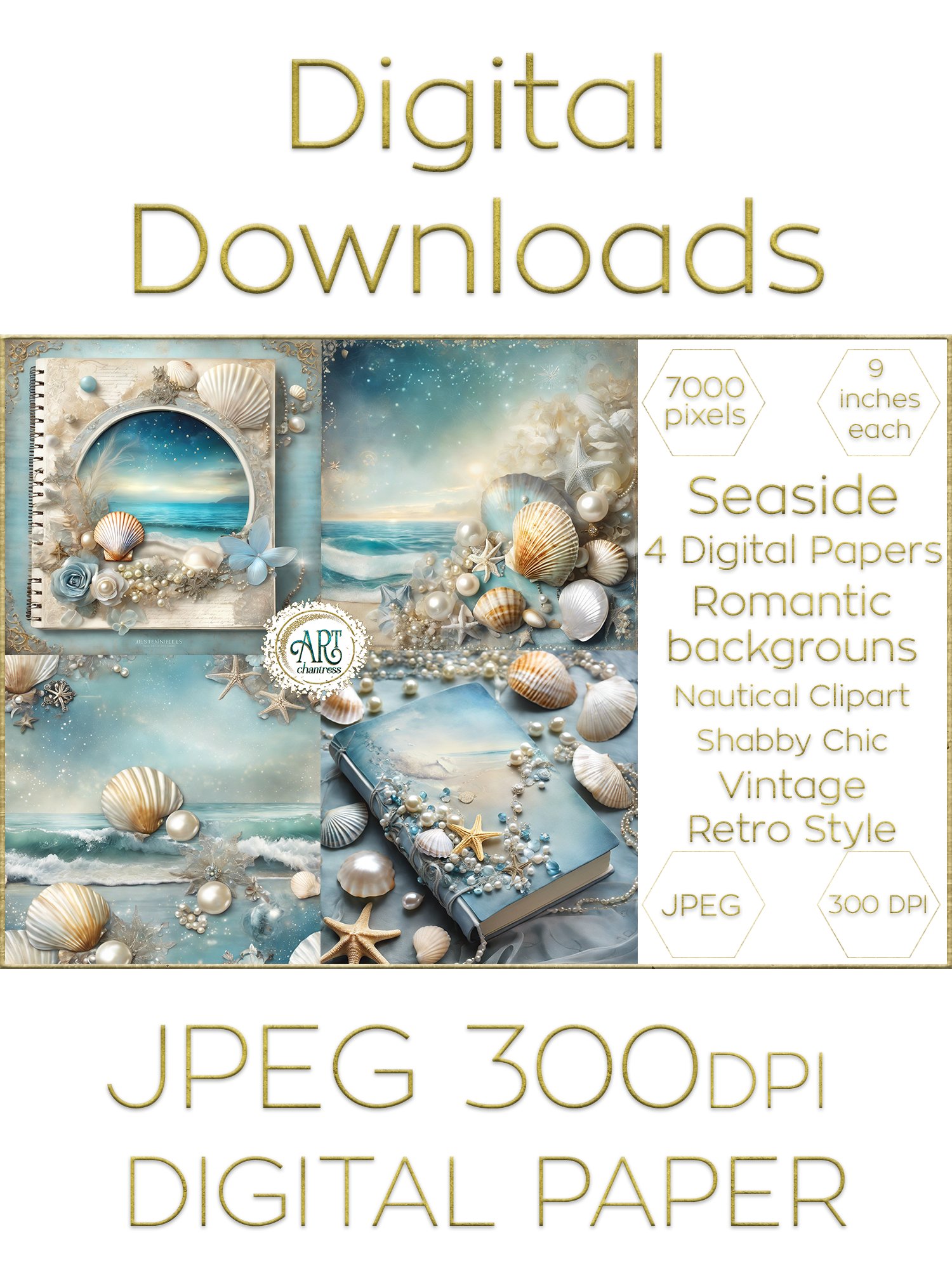 Seaside Watercolor Nautical Romantic Digital (3868024)