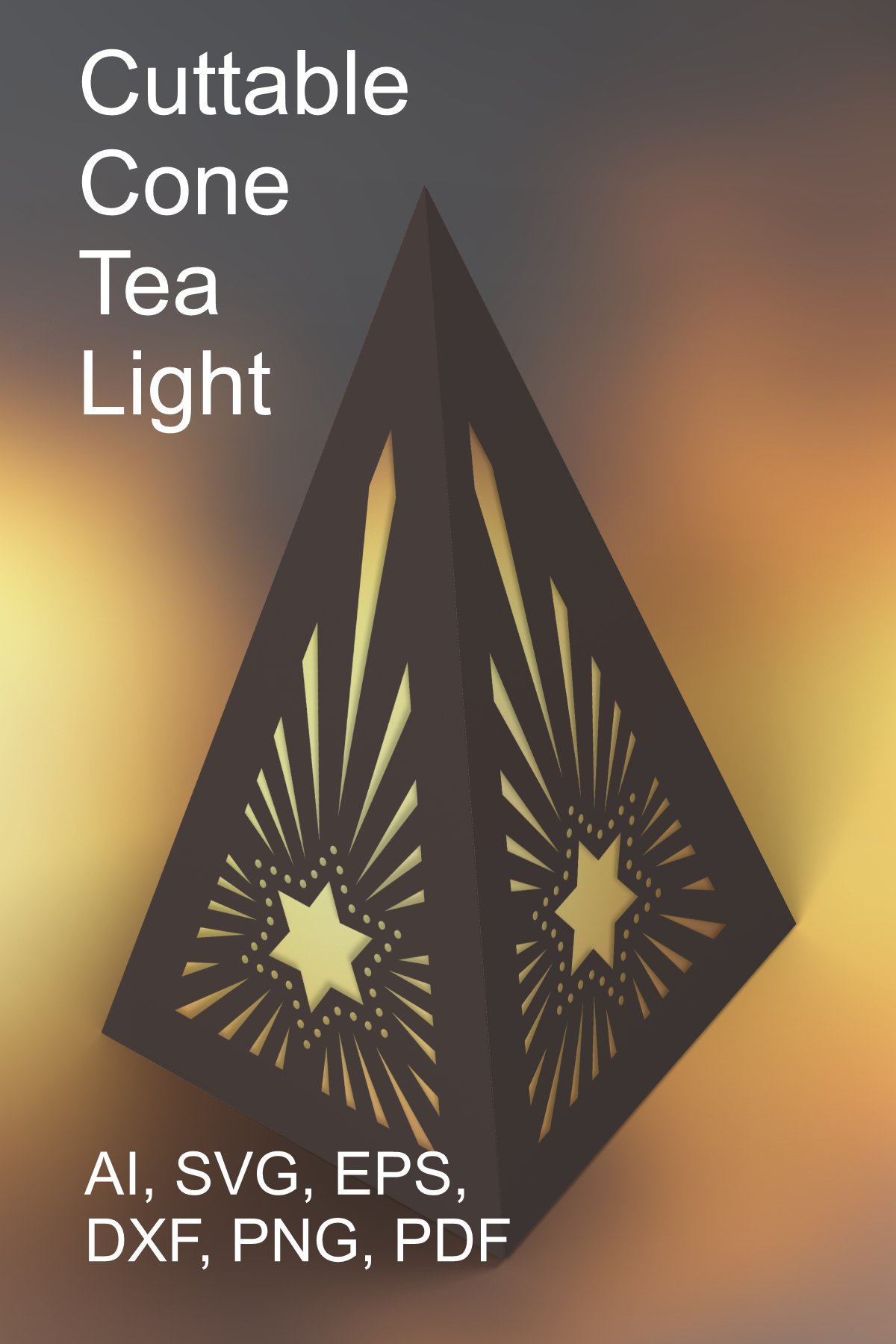 Radiant Star of David Tea Light Paper Cut Cone Lantern SVG