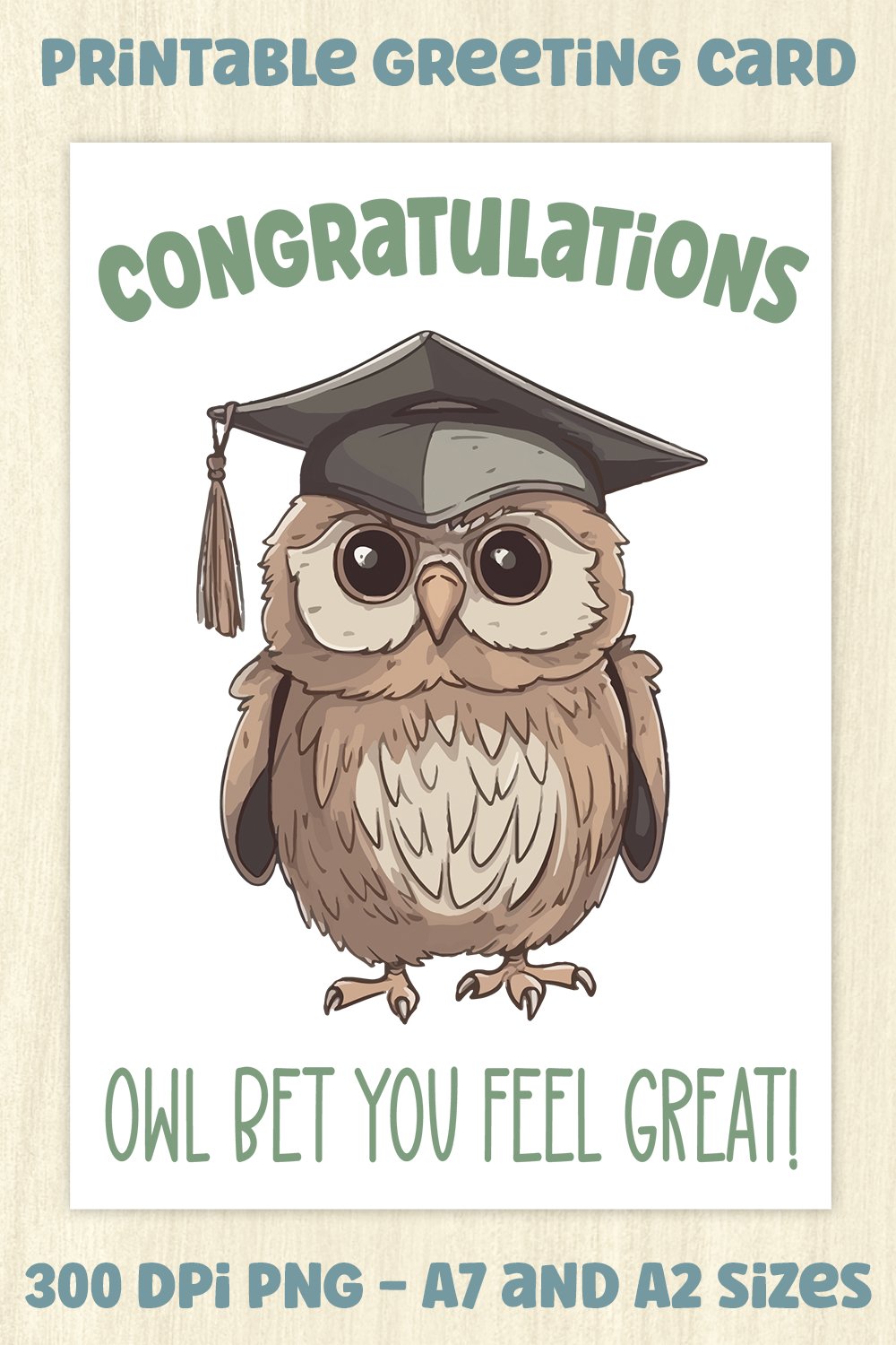 Printable graduation card, Owl bet you feel great! PNG
