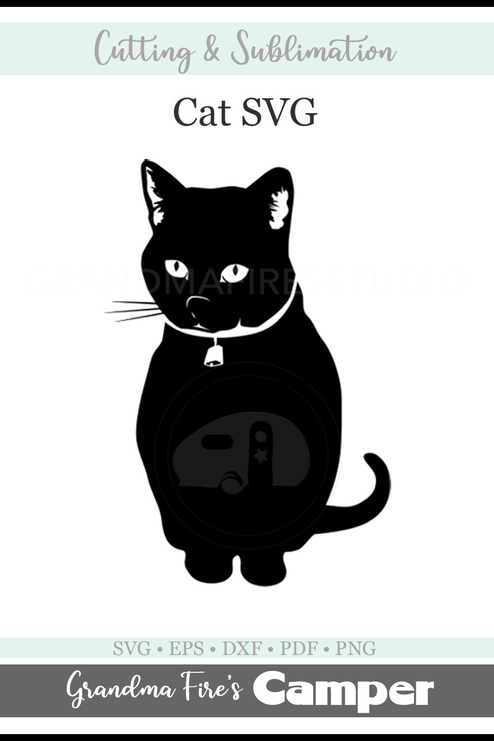 Cat with a Bell SVG Cutting File | PNG Sublimation Design