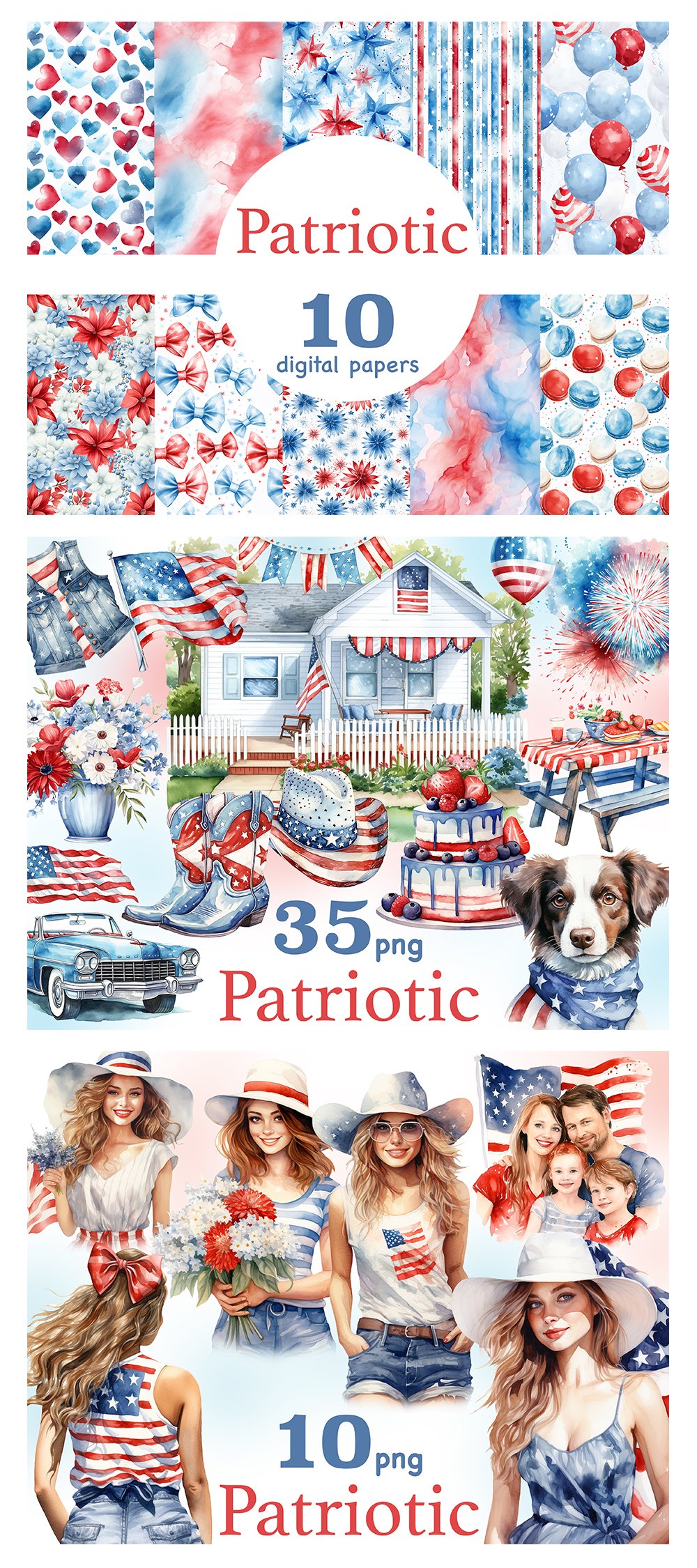 Patriotic Clipart Bundle | 4Th Of July PNG Set