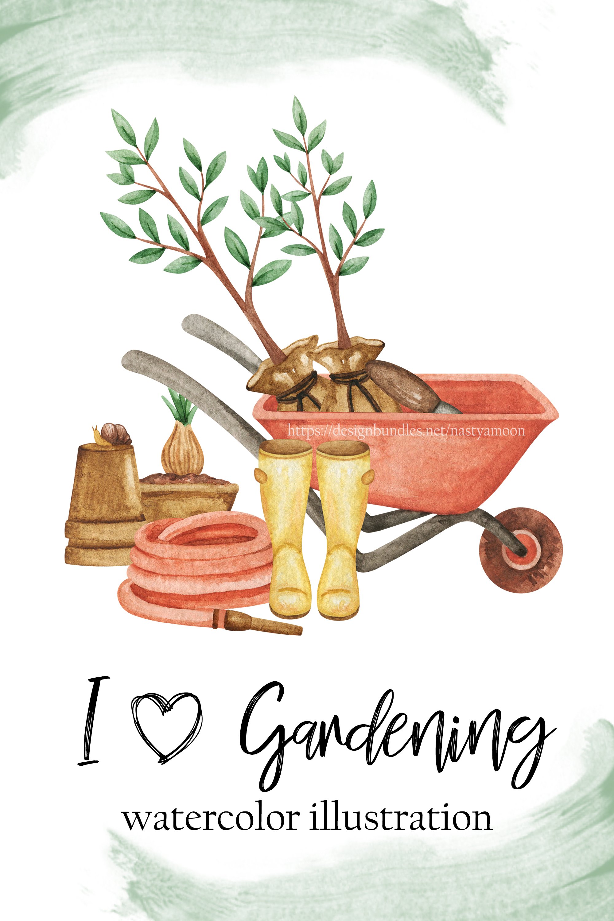Watercolor Spring Garden illustration