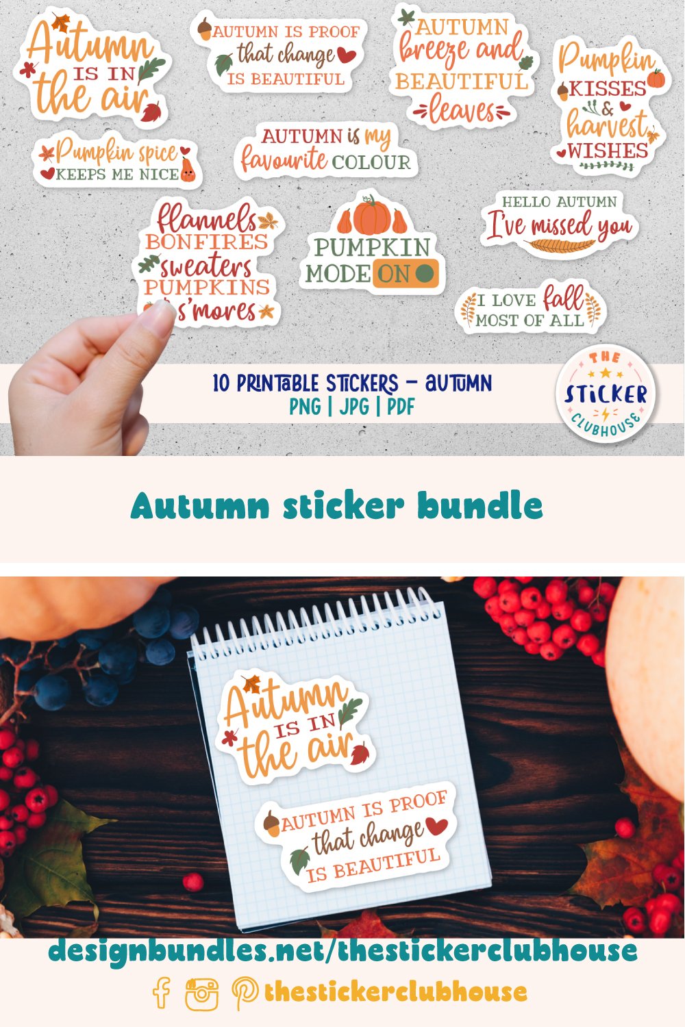 10 Printable autumn stickers | Autumn sticker bundle
