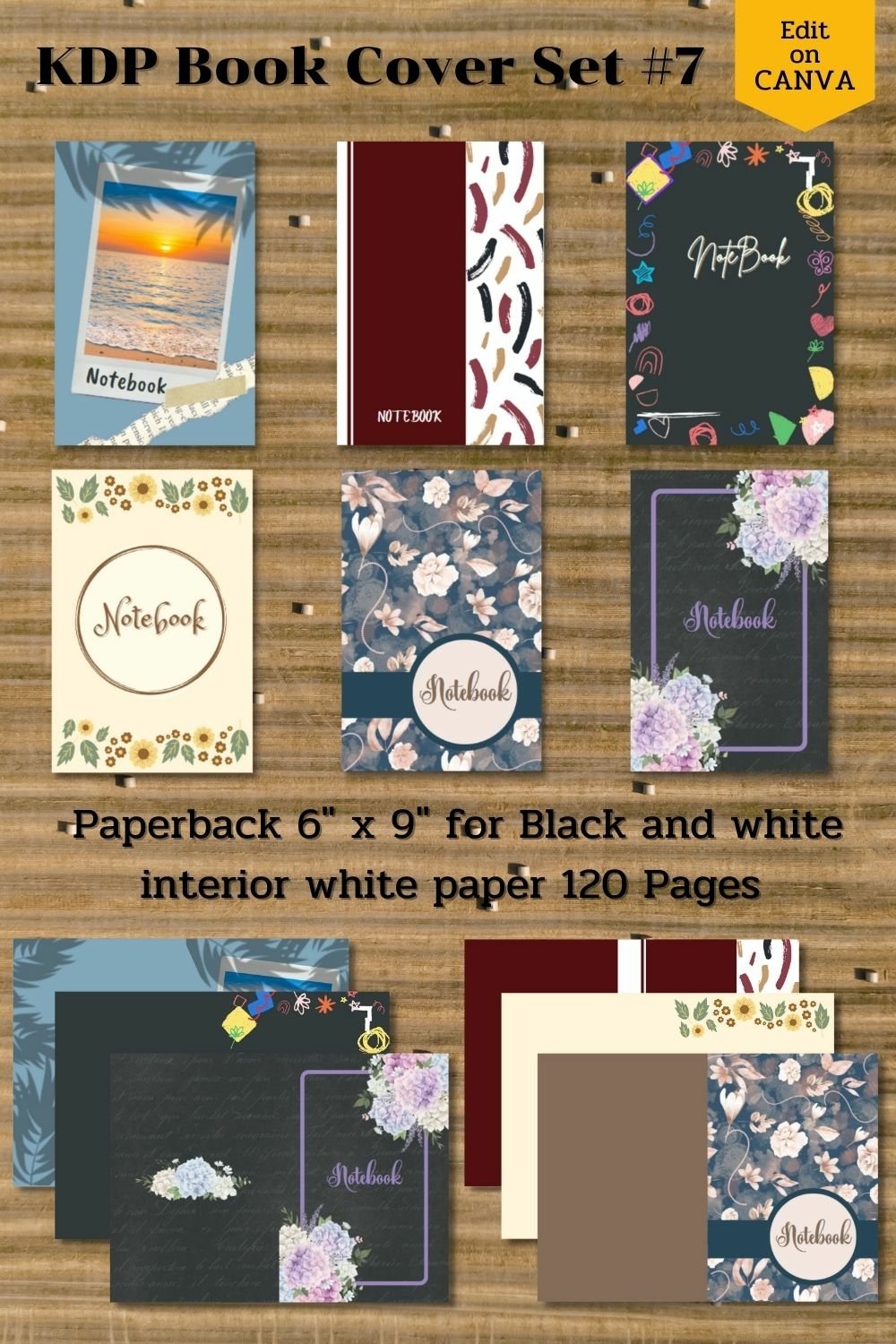KDP Book Cover Set #7 Canva Template - Paperback