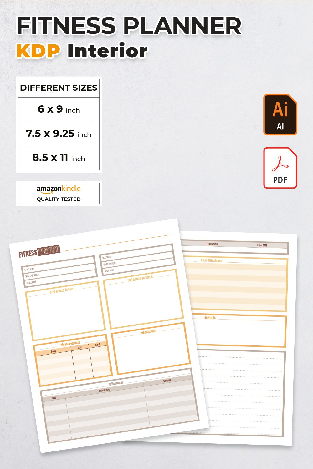 Fitness Planner, KDP Interior Template