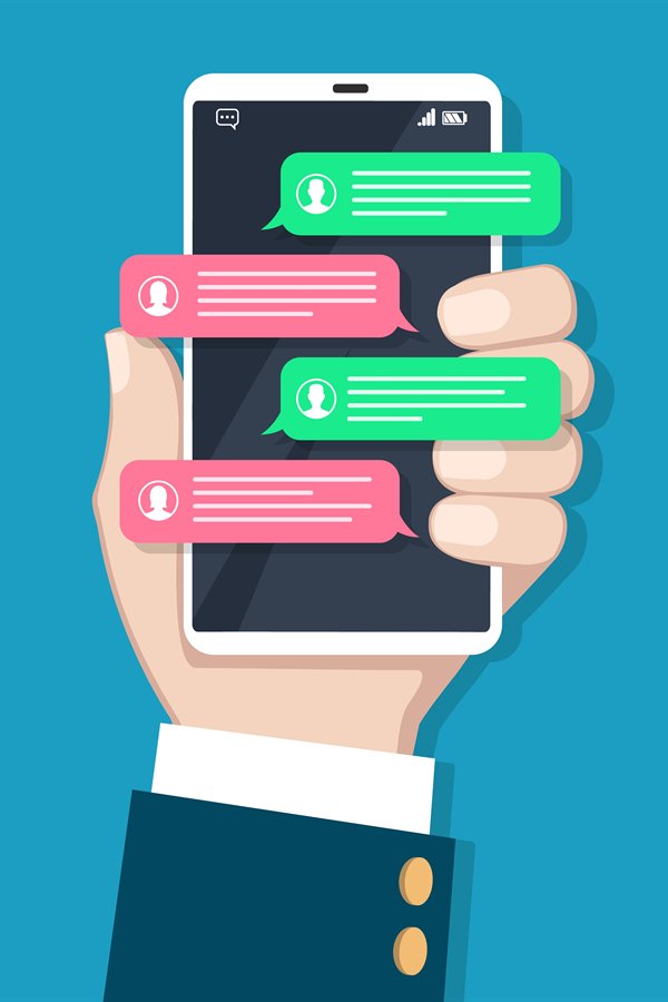 Text messaging in phone hand