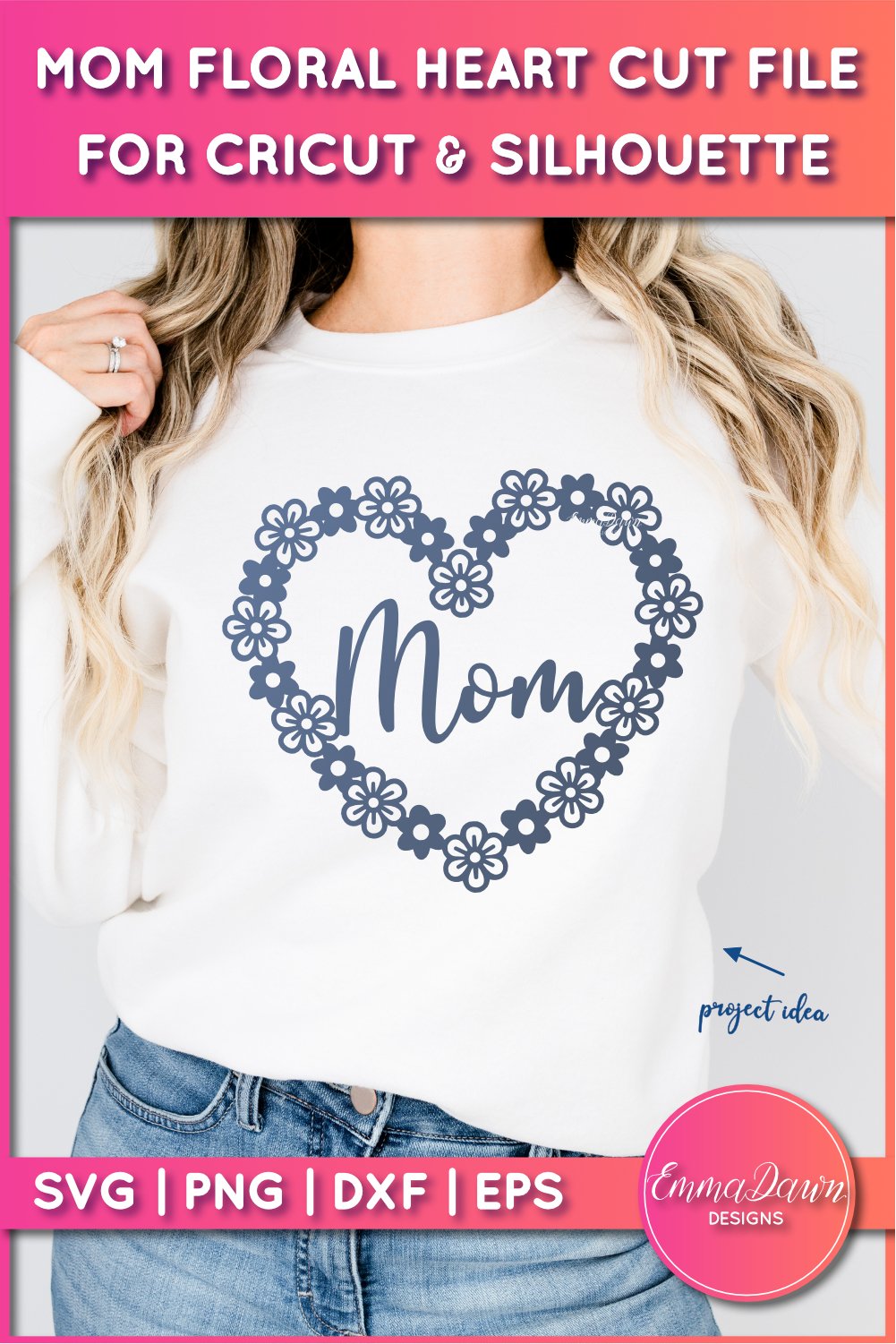 Mom Floral Heart SVG | Mothers Day Cut File