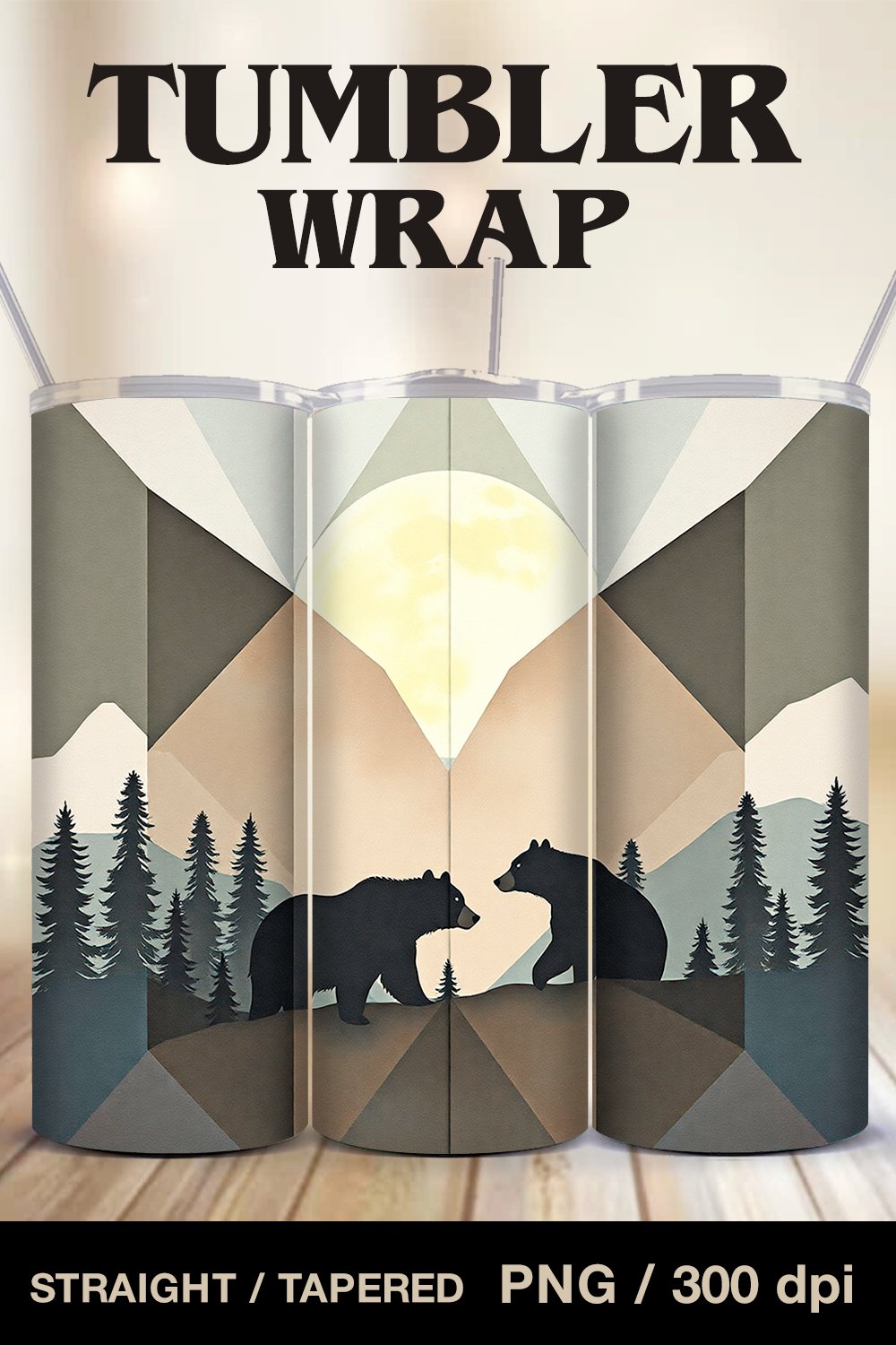 wild Bear Tumbler Wrap Sublimation, 20 oz