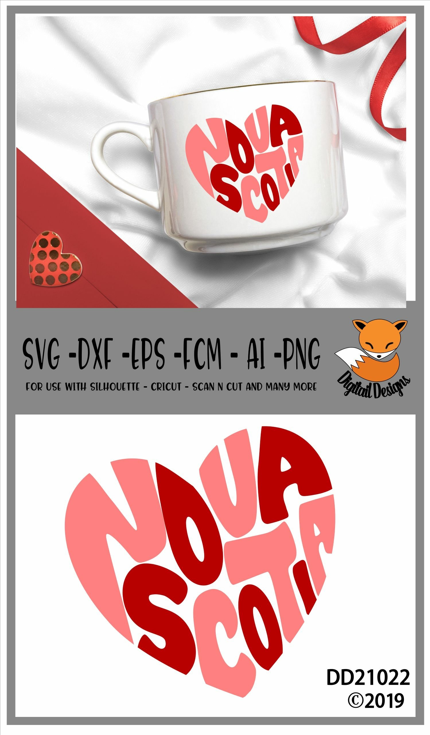 Canadian Province Nova Scotia Heart Shaped Word Art SVG