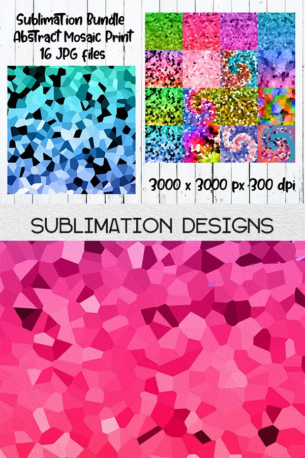 Mosaic Abstract Print Bundle, Sublimation Colorful Backgroun