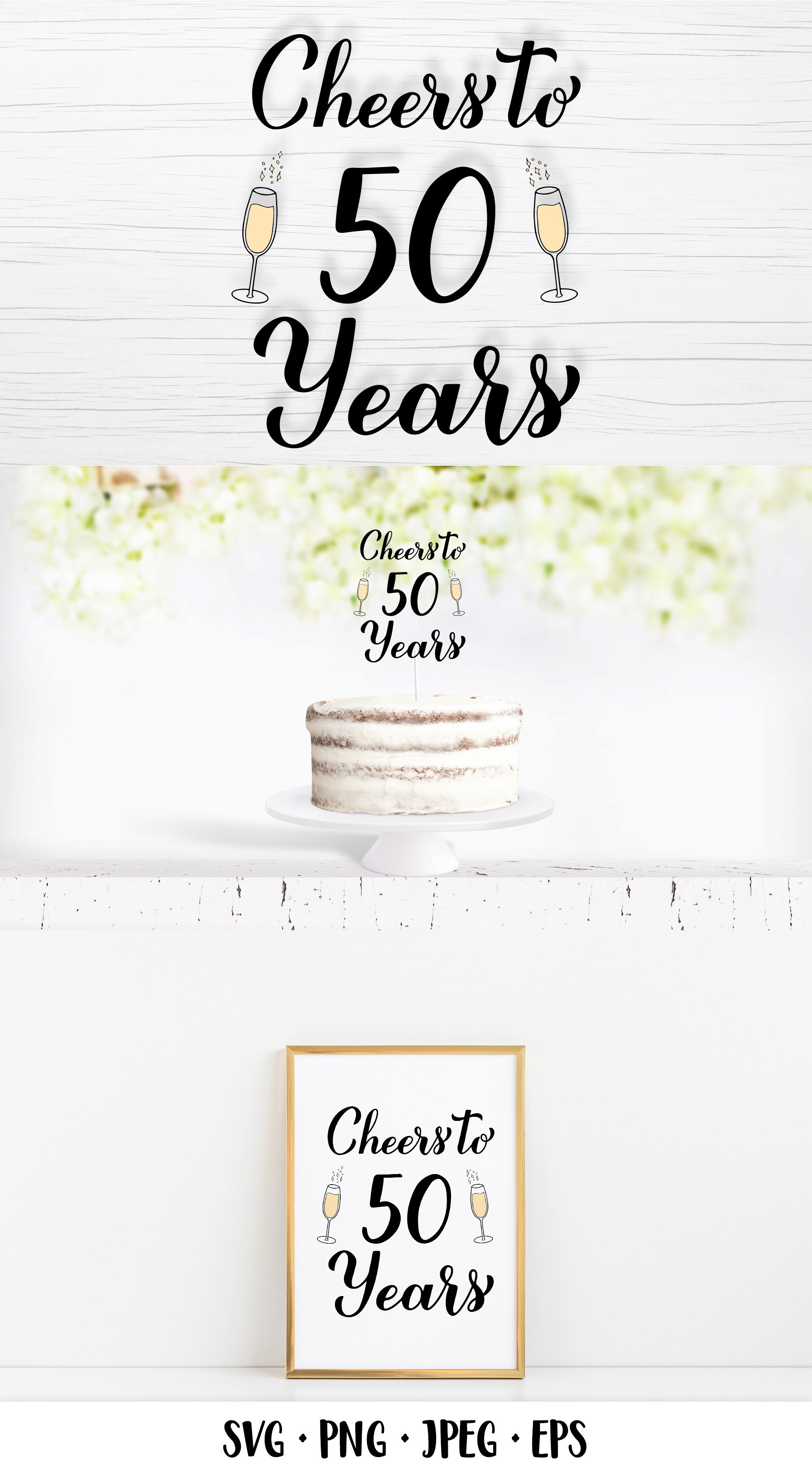 Cheers to 50 Years SVG. 50th Birthday, Anniversary (2489980)