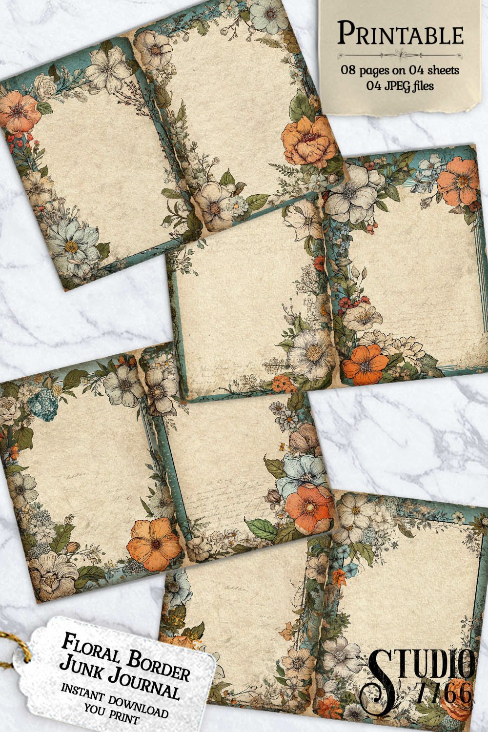 Floral Border Junk Journal Pages (3794719)