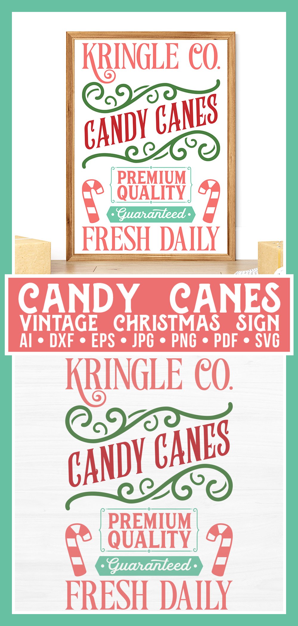 Candy Canes Vintage Christmas Sign