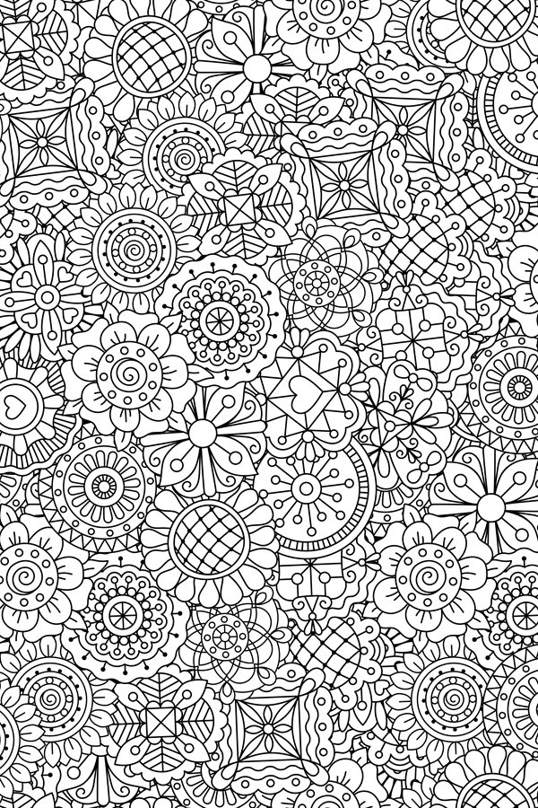 Line ornamental flowers pattern