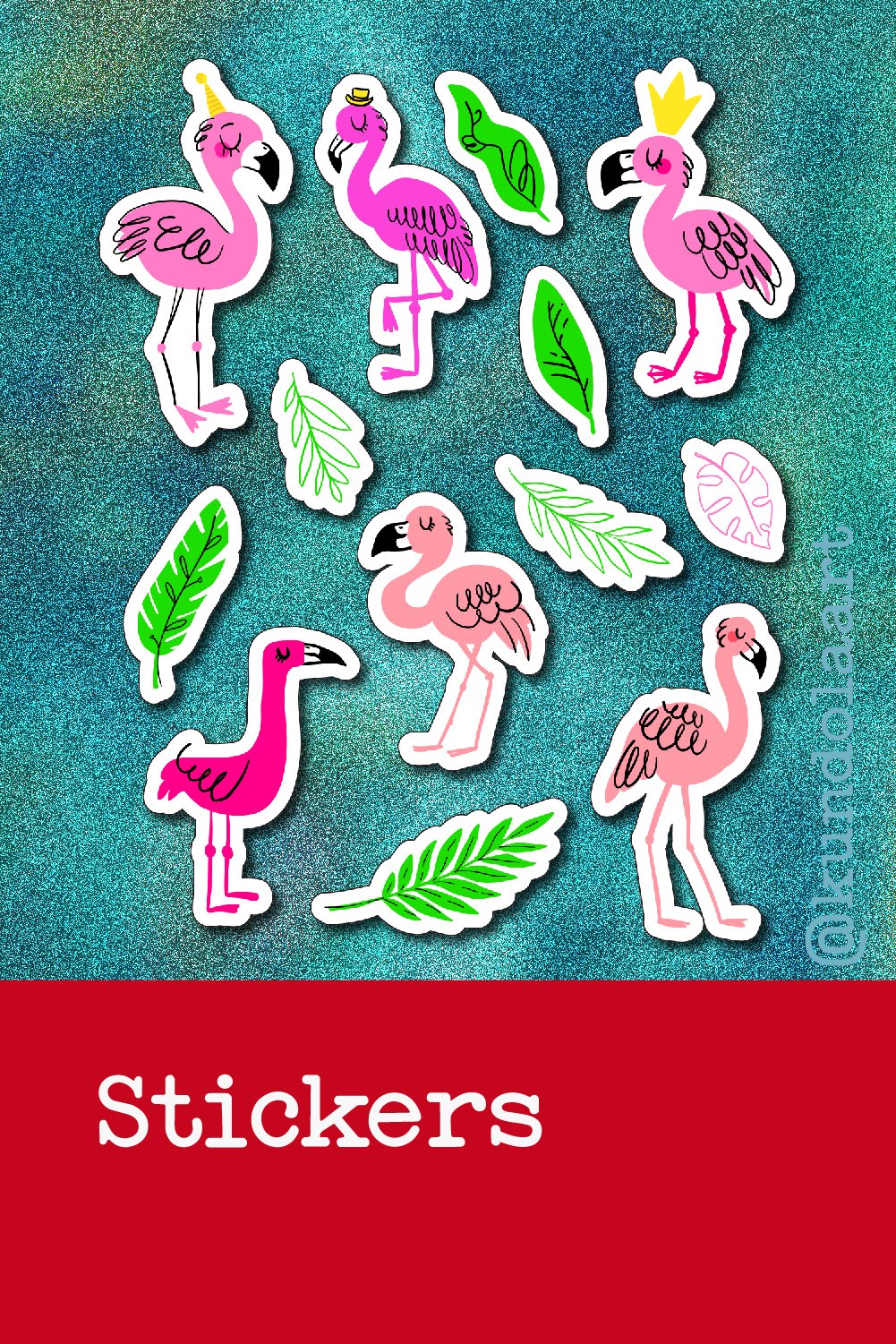 Stickers flamingo, summer. PNG