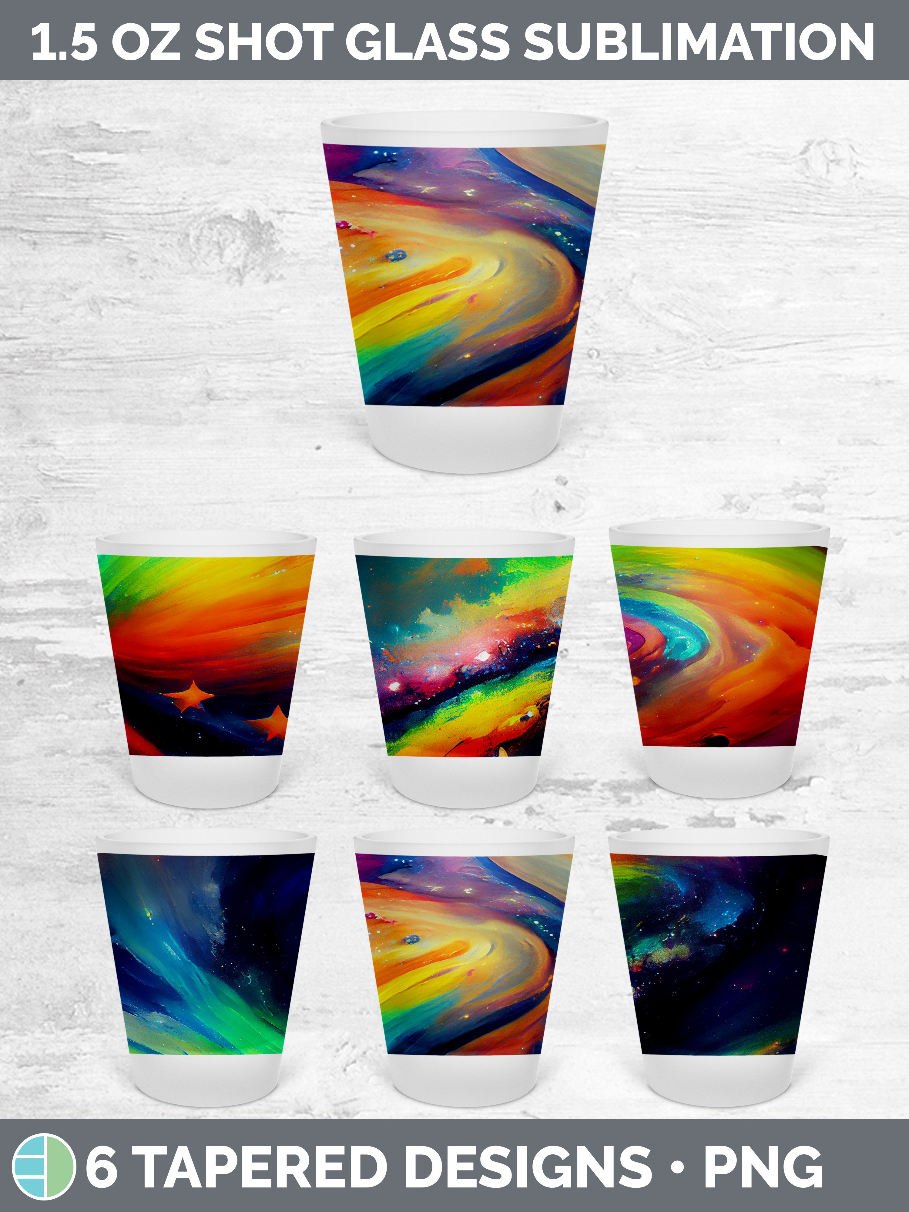 galaxy Shot Glass Sublimation | Shot Glass 1.5oz Tapered
