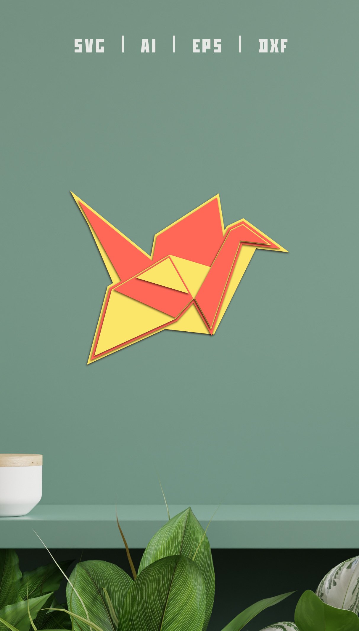 SVG Origami Swan Paper Art - 3D Origami Wall Decor