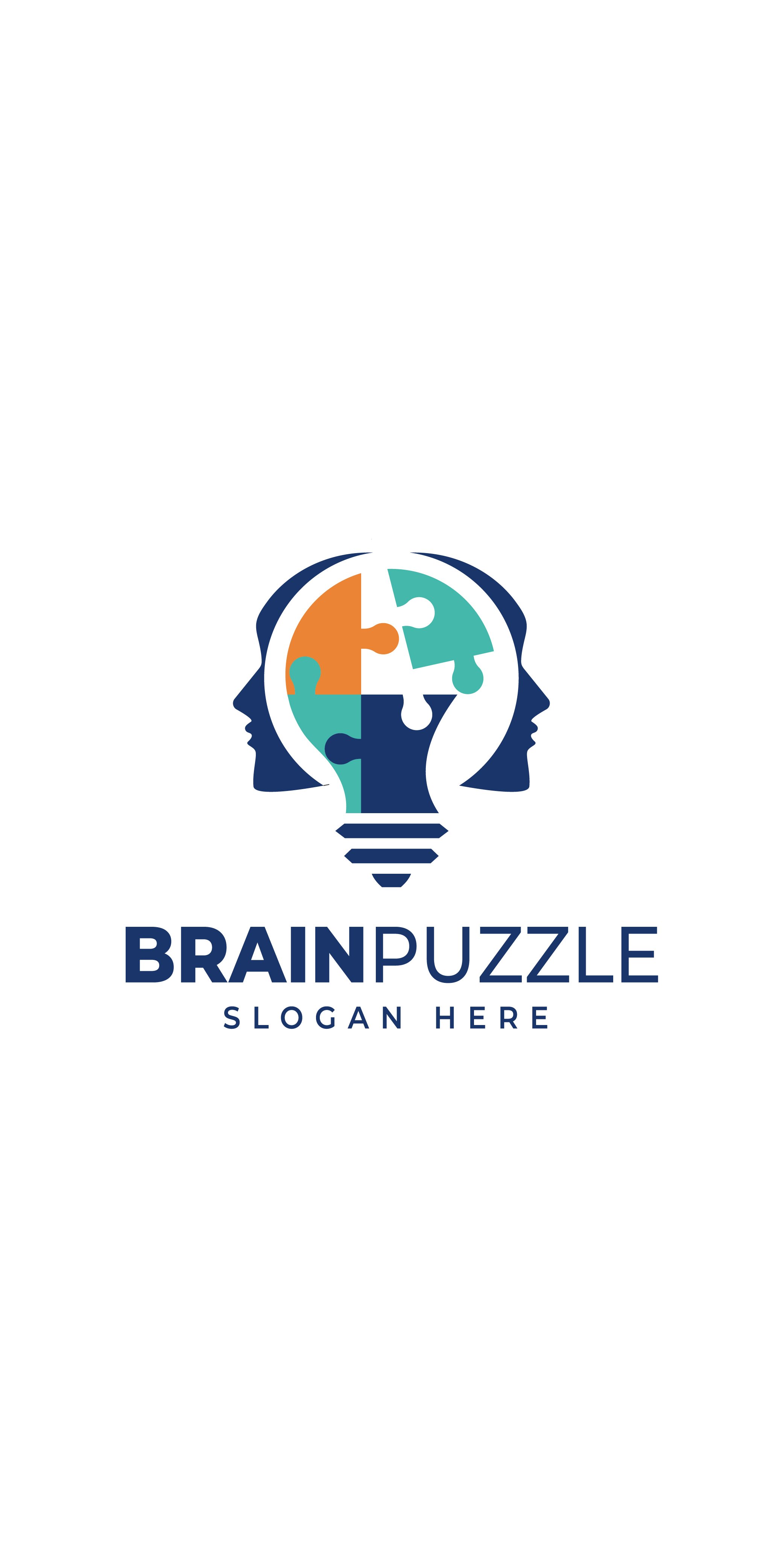 Illustration puzzle logo brain intelligence symbol