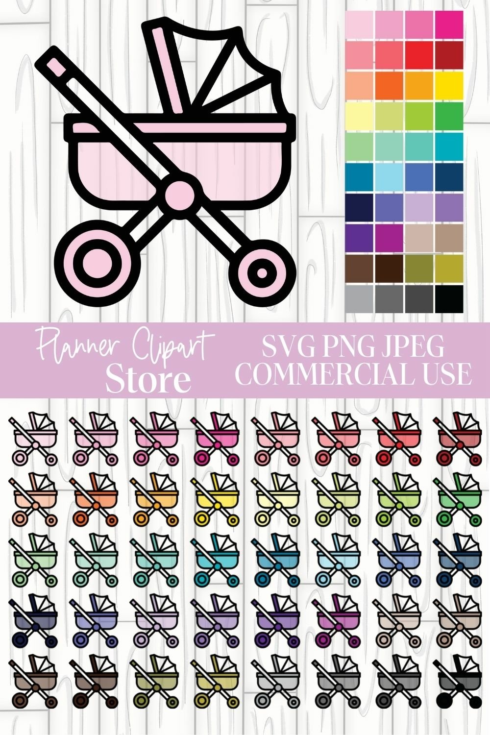 Pram icon clipart, planner icon, planner clipart (2239522)