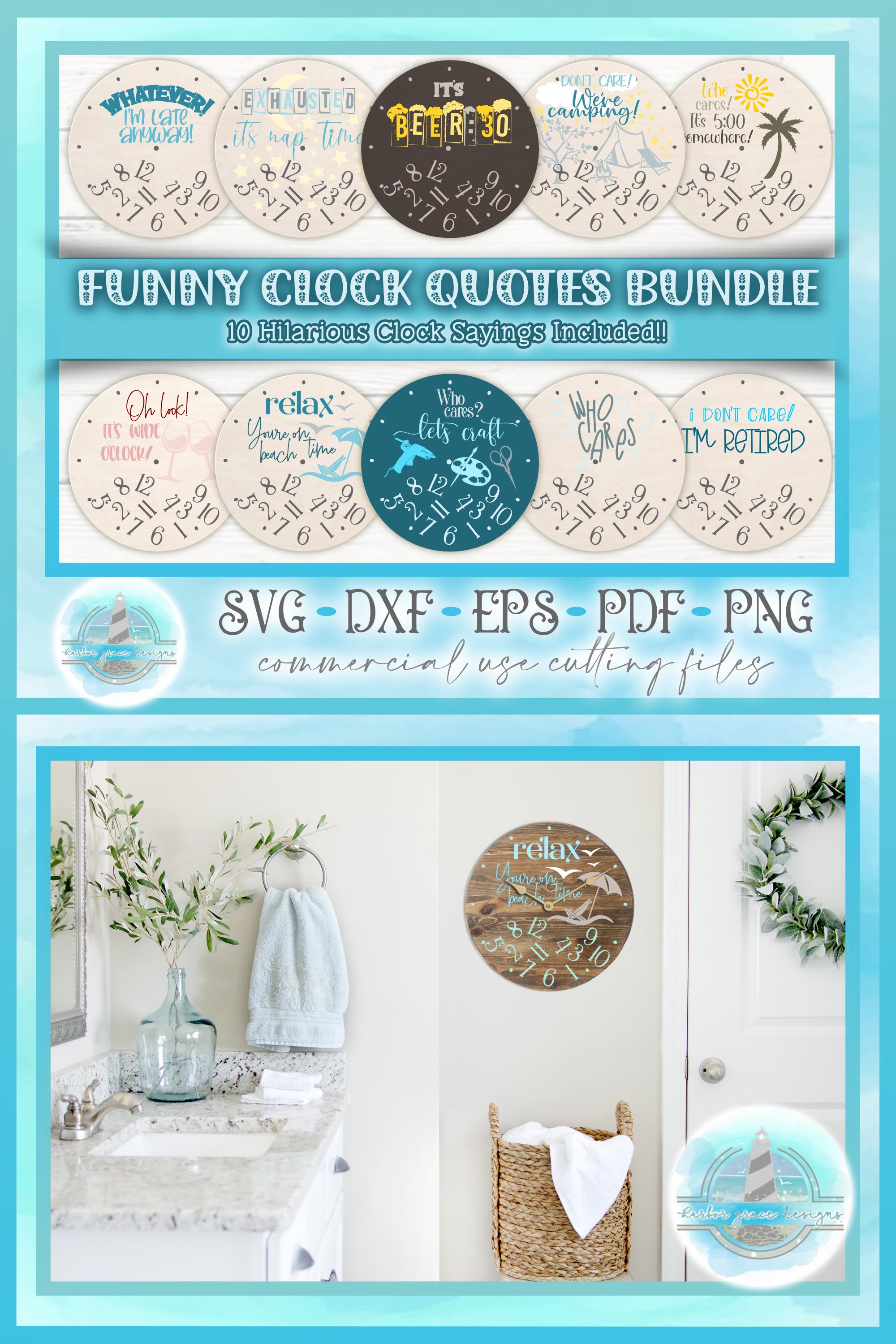 Funny Clock Quotes Sayings Round Sign Bundle SVG