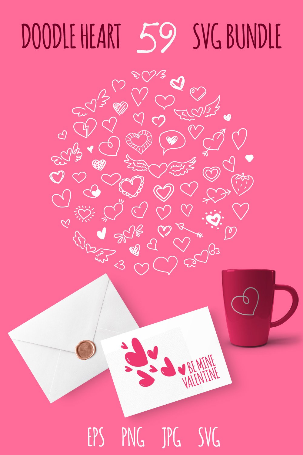Doodle heart SVG bundle| Valentines romantic (1739186)