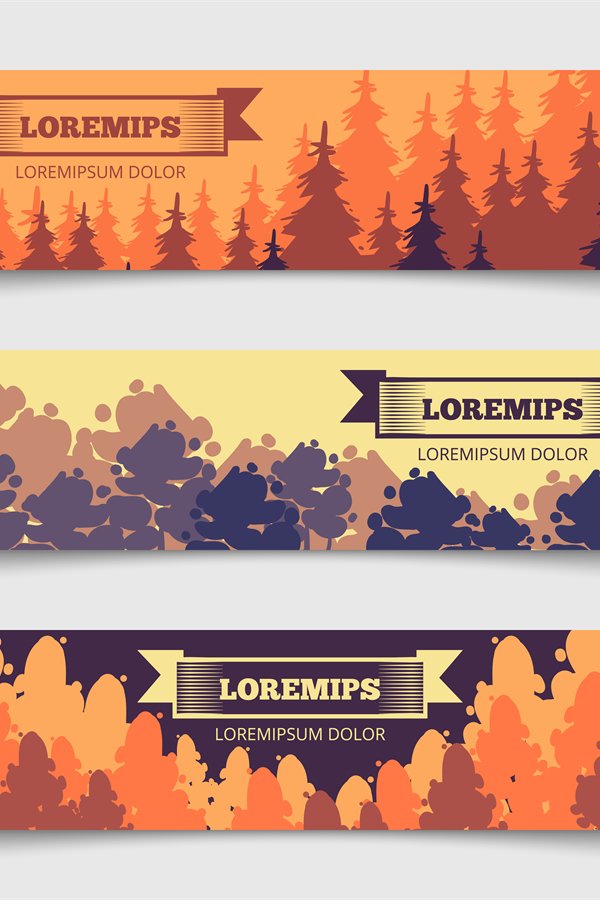 Abstract forest horizontal banners template - banners with t