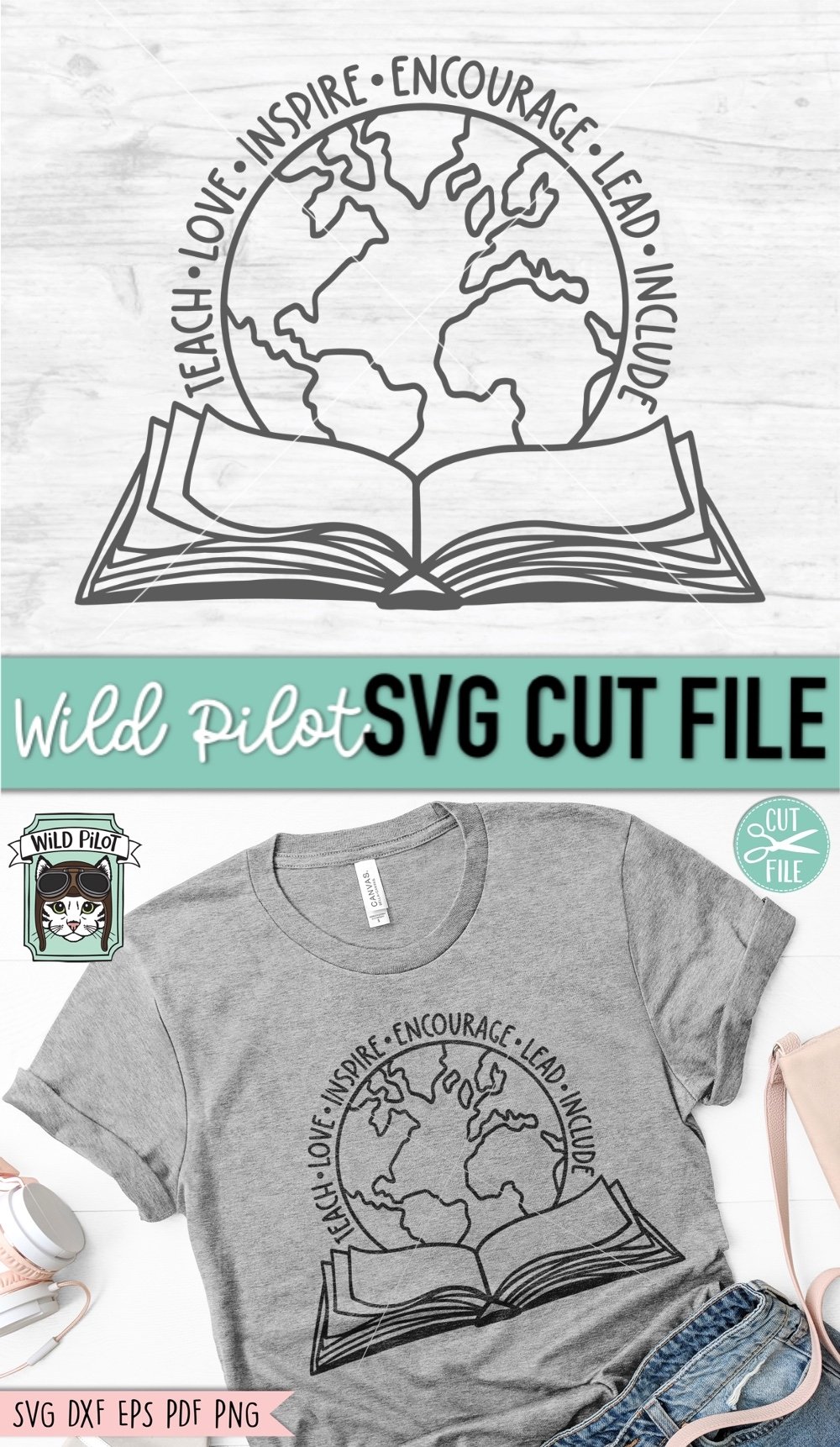 Book SVG File, Teacher PNG, Teacher Gift SVG, Inspirational