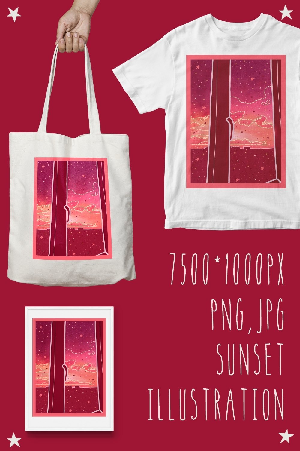 Hot pink magic sunset png, jpg illustration