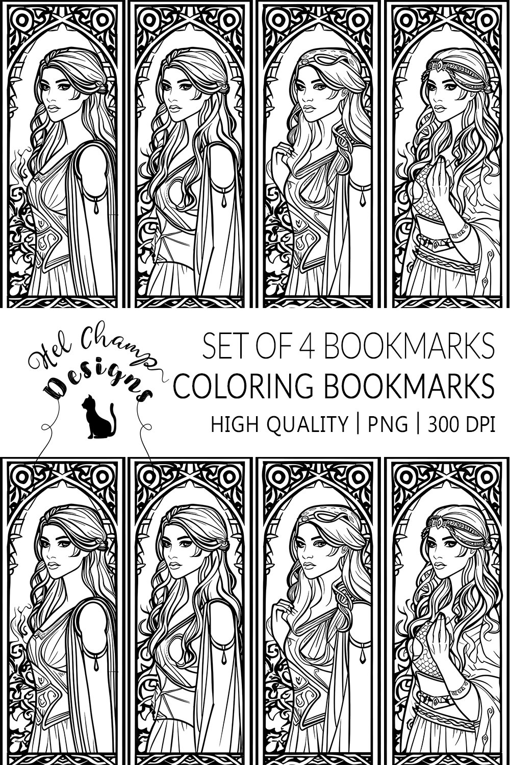 Coloring bookmarks old greek goddess sublimation