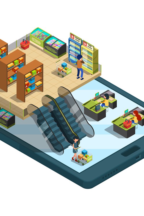 Online shopping. 3d concept of virtual web store internet or