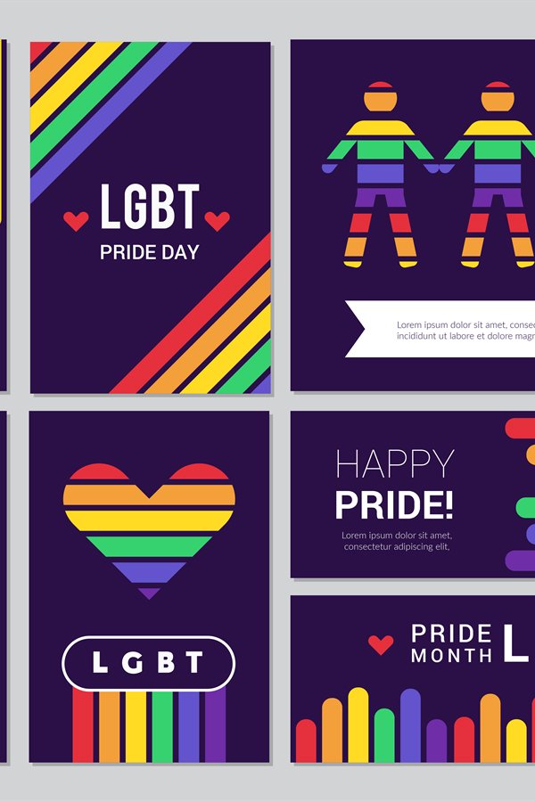 Supportive lgbt set. Colored rainbow banners for lgbt people