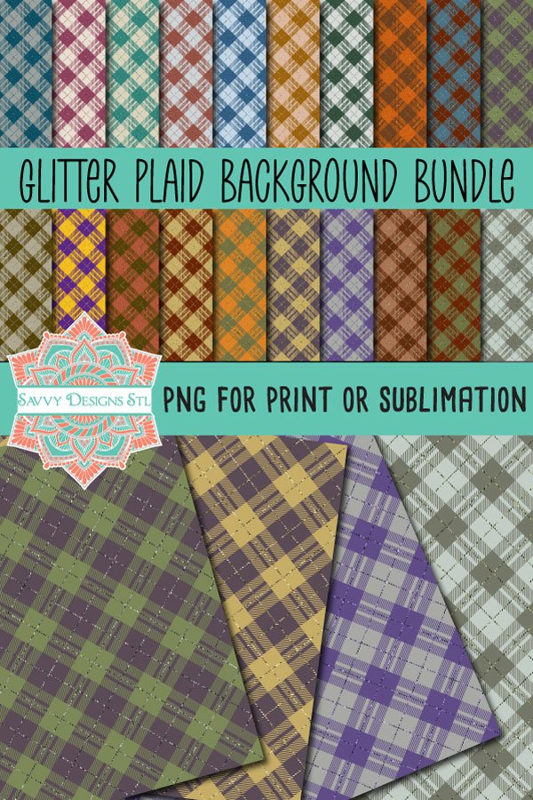 Fall Glitter Plaid Digital Paper or Background Bundle