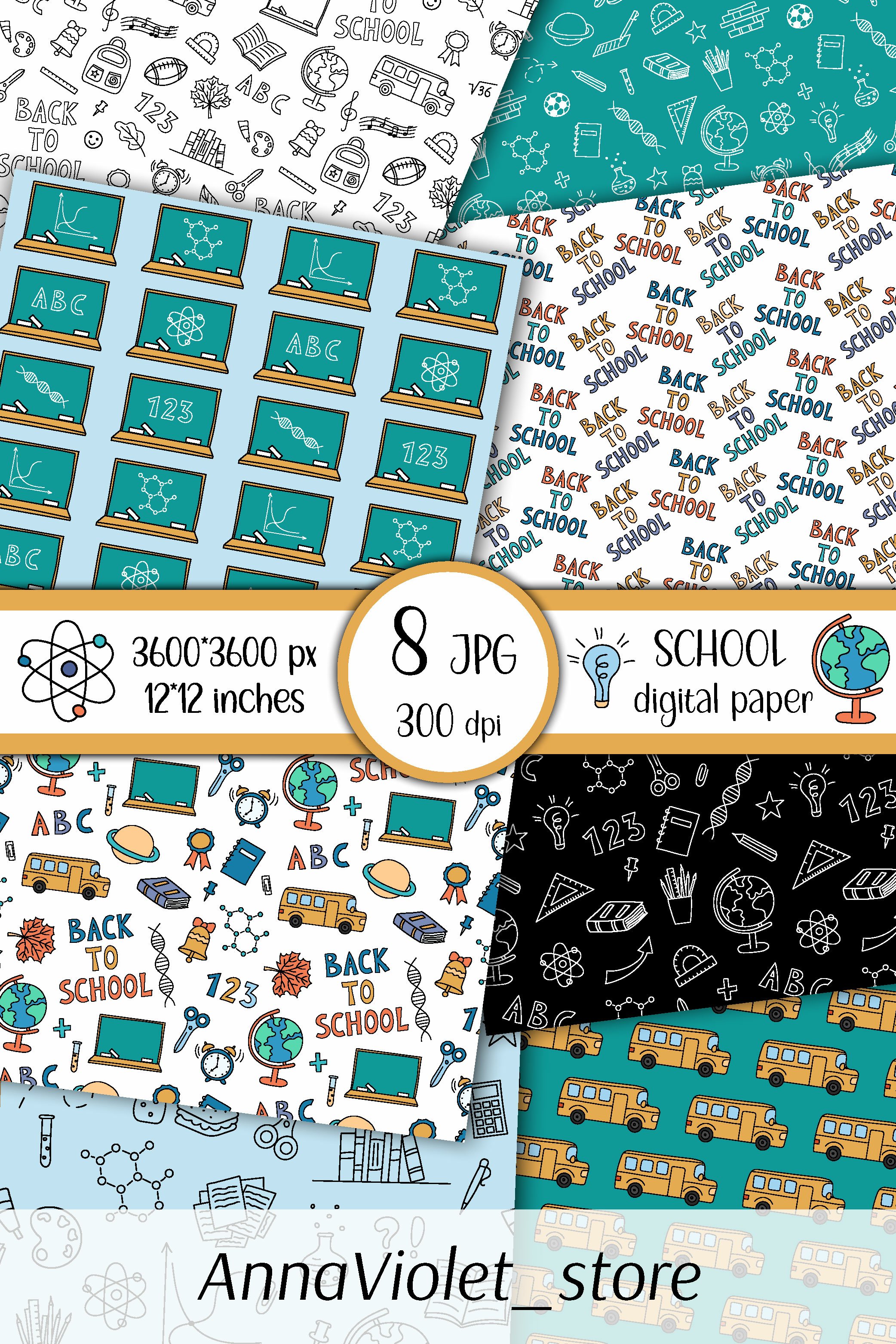 School Digital Paper | Doodle JPG Patterns