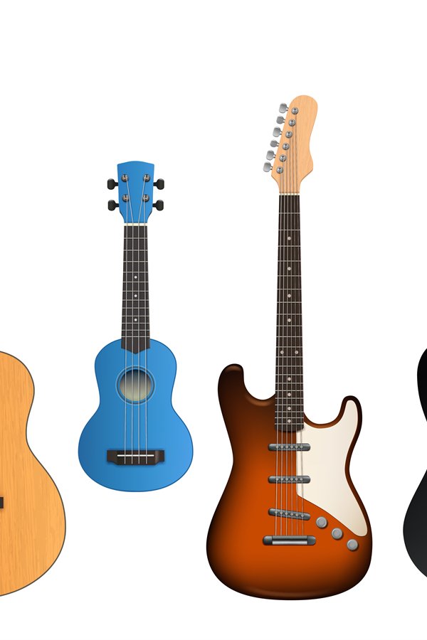 Guitars. Realistic musical instruments sound making items ro