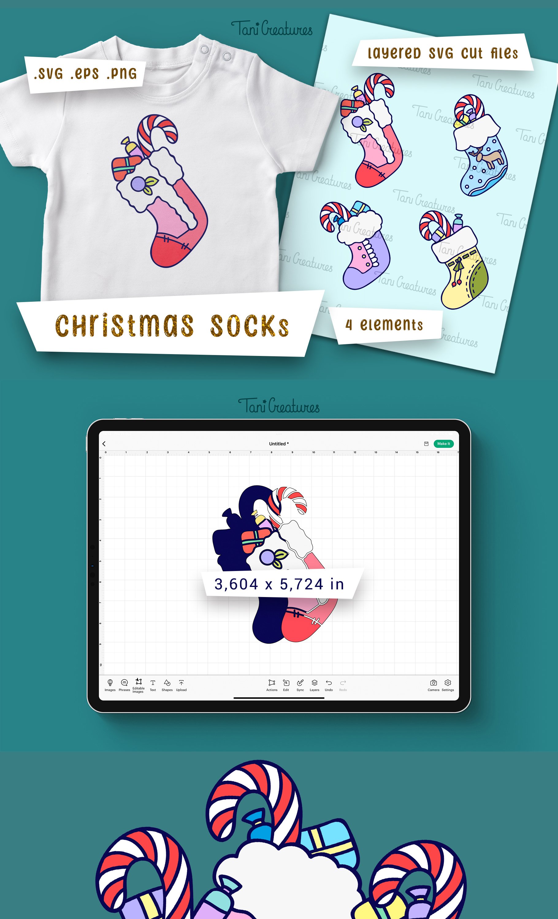 Christmas Stocking Design - layered SVG cut files for Cricut