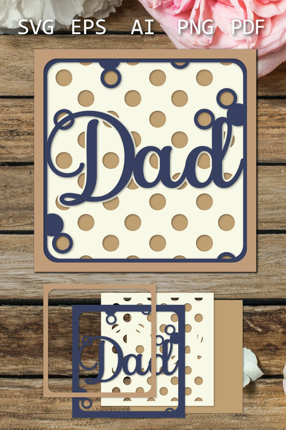 Dad card Layered papercut, card for Father Dad, Father's Day
