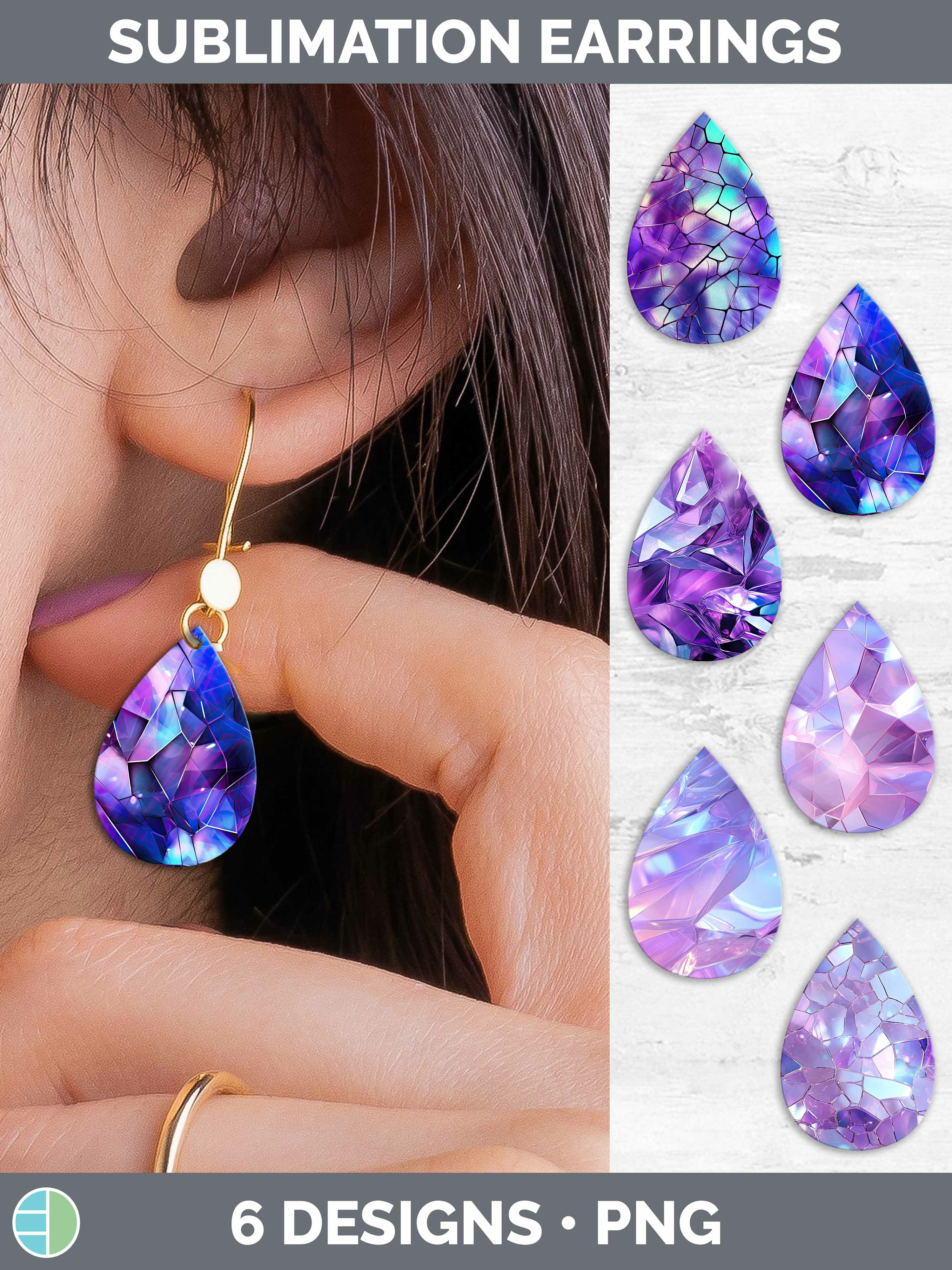 Holographic Purple Teardrop Earrings | Bundle Earrings Desi