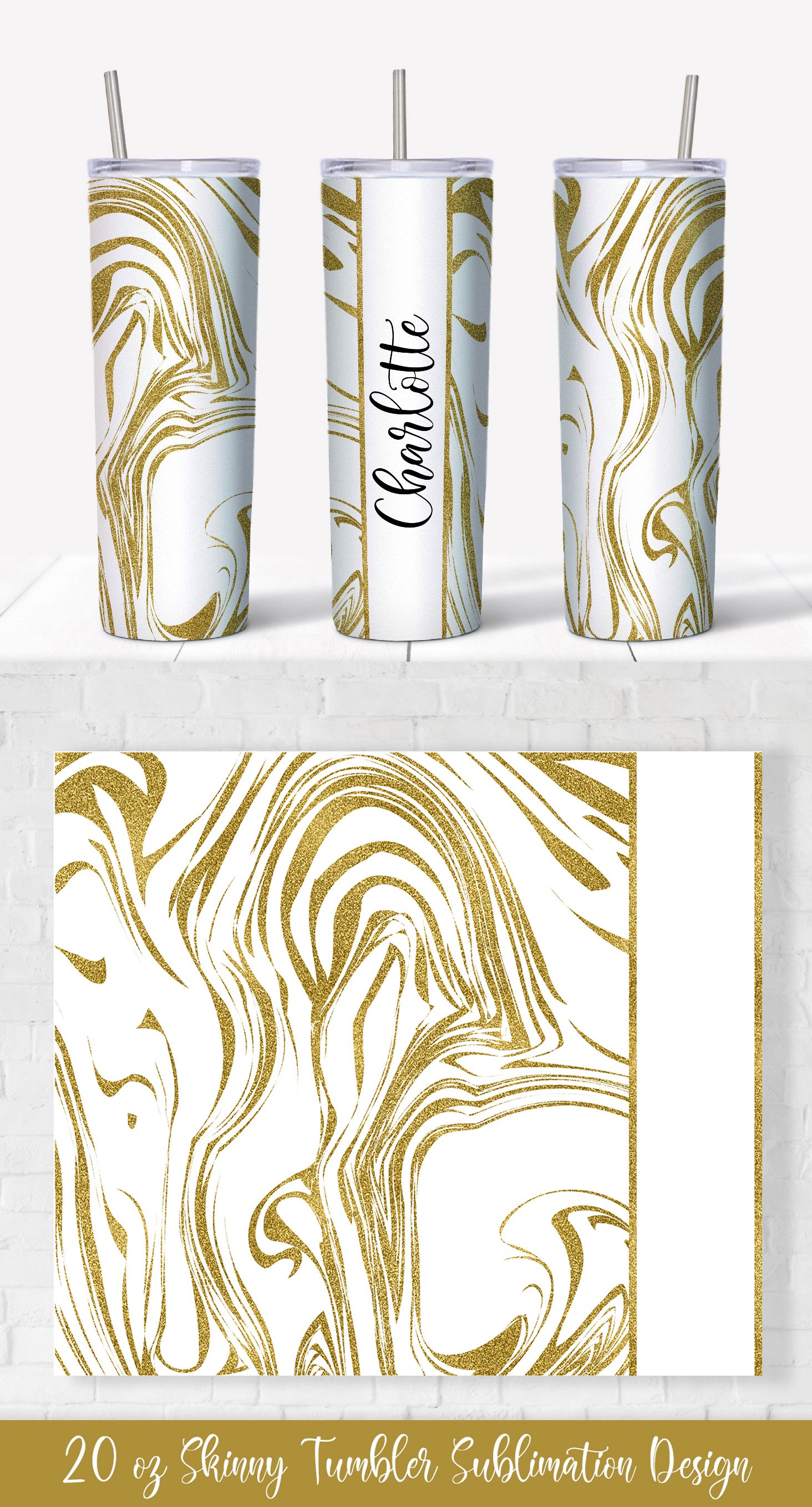 20oz Skinny Tumbler Sublimation Design. Gold (1225539)