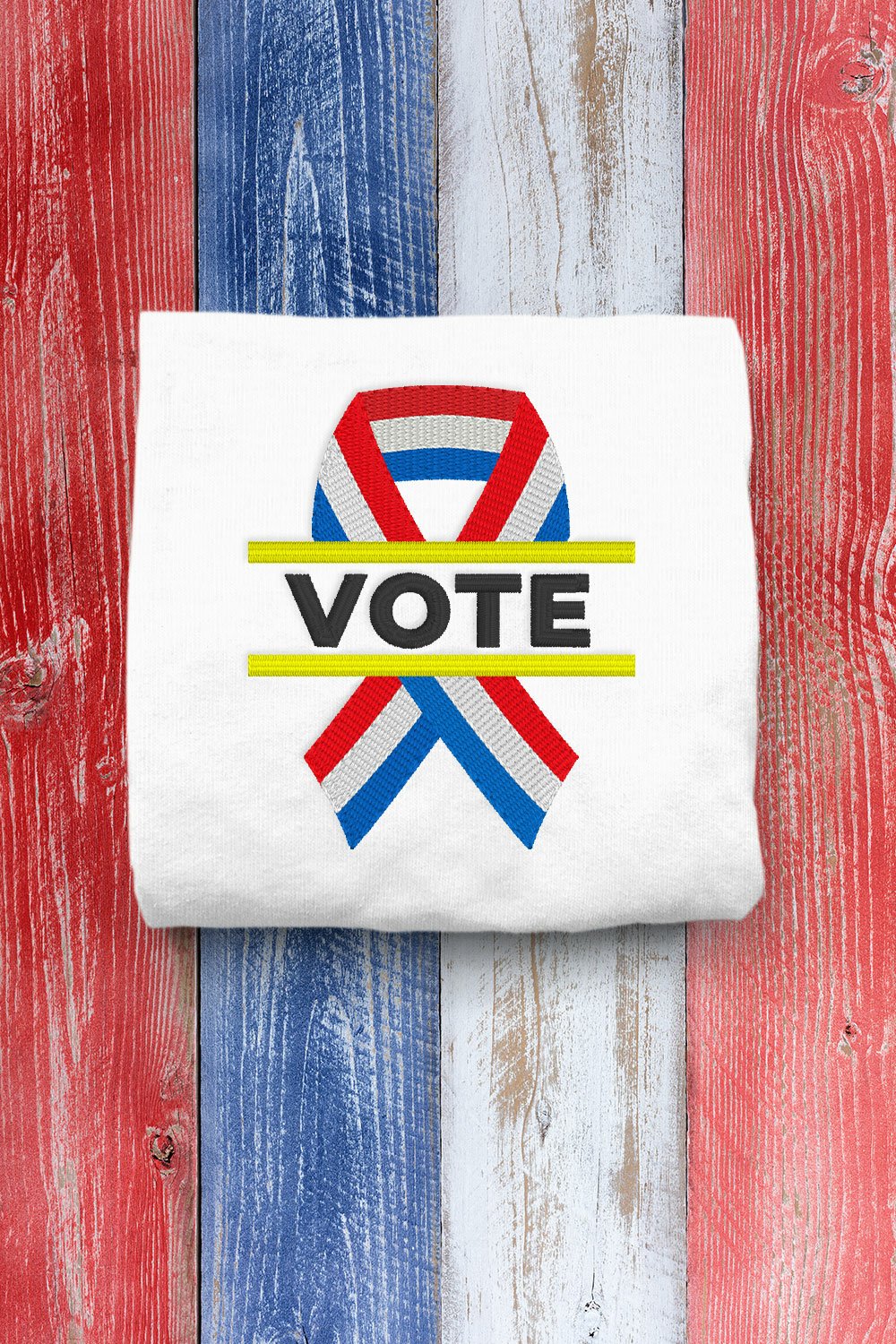 Striped Vote Ribbon Mini Embroidery File